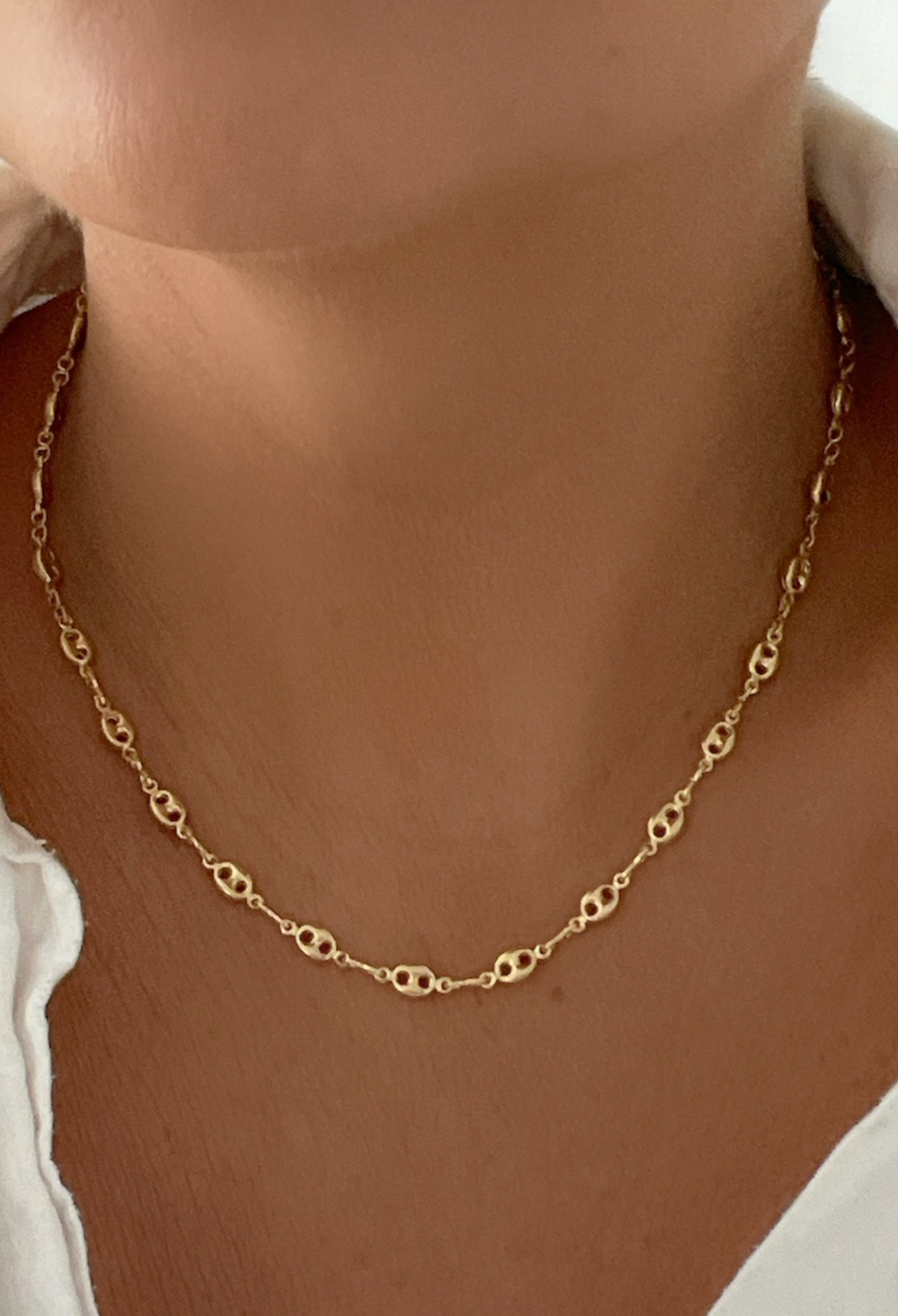 Dainty Gold Puffed Mariner Chain Necklace – 4.5mm | Dylan Rae Jewelry